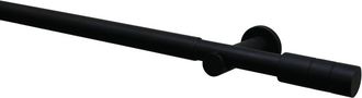 Gardinia Gardinenstangen-Set, 1-Lauf, Zylinder, Ø 22/25 mm, 100-190 cm, Ausziehbar, Metall, Schwarz matt