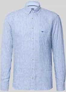 Fynch-Hatton Slim Fit Leinenhemd mit Button-Down-Kragen