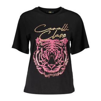 Cavalli Femme, Tops, Noir, Taille: 36 FR T-shirt Manches Courtes Col Rond Femme Noir