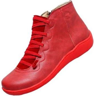 Generic Bottines pour femme sans talon 2024 Nouvelles bottes de soutien de la vo&ucirc;te plantaire Mode Fermeture &eacute;clair lat&eacute;rale Vintage R&eacute;tro Bottines confortabl