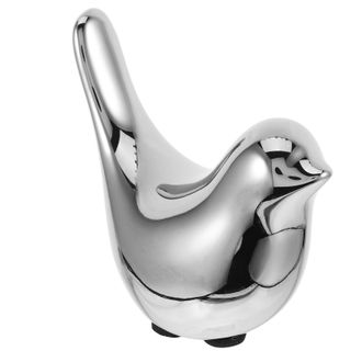 DOITOOL Kleine Keramik Vogelfigur Silber Modern Artistic Tischdekoration Kompakte Regaldekoration F&uuml;r Wohnzimmer B&uuml;ro