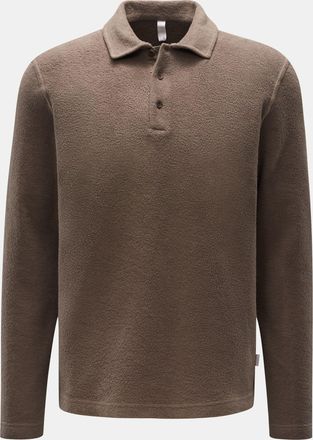 04651/ Herren - Fleece Langarm-Poloshirt taupe