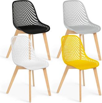 IDMarket Idmarket - Lot de 4 chaises mandy mix color noir, gris clair, blanc et jaune