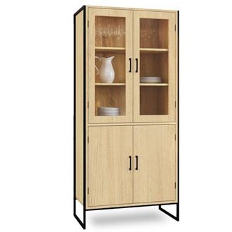 IDMarket Vitrine Buffet Haut H. 176 cm vaisselier Detroit 4 Portes Design Industriel