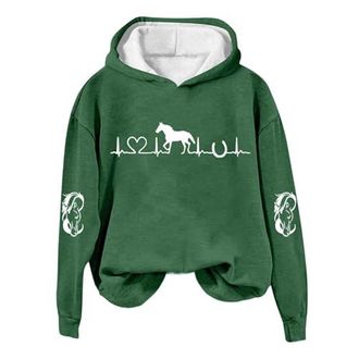 Generic 2026 Saint-Valentin Un sweat-shirt &agrave; capuche d&eacute;contract&eacute; sans poches et haut imprim&eacute; pour, Vert, XXL
