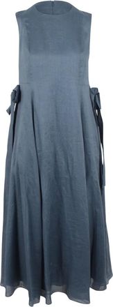 Max Mara Femme, Robes, Bleu, Taille: 38 FR Robe en tissu ramie avec liens lat&eacute;raux