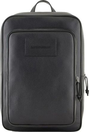 Emporio Armani Homme, Sacs, Noir, Taille: ONE Size Sac &agrave; dos en cuir foulonn&eacute; avec compartiment pour ordinateur portable