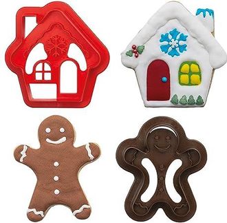 Decora 0255094 AUSSTECHER AUS KUNSTSTOFF GINGERBREAD MAN & HOUSE 2-TLG