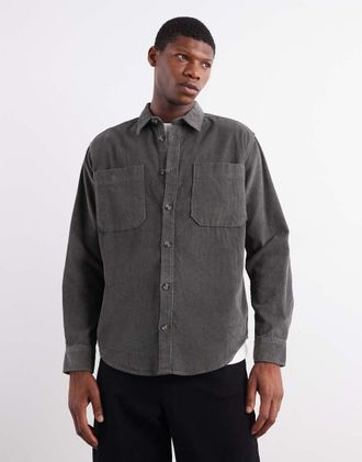 Only & Sons Hemdjacke aus Cord in dunklem Salbei-Gr&uuml;n