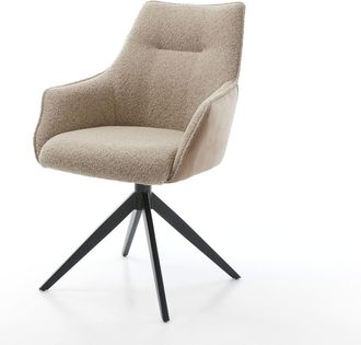 DELIFE Drehstuhl Alja-Flex mit Armlehnen Materialmix Schlamm Kreuzgestell breit Schwarz 360° drehbar Taschenfederkern, Esszimmerstühle