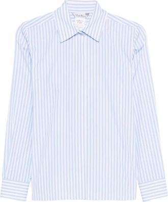 Max Mara Femme, Blouses et Chemises, Bleu, Taille: 40 FR Chemise Popeline Ray&eacute;e