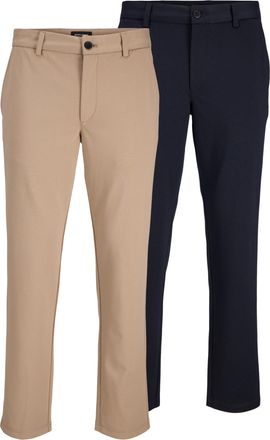 Jack & Jones Chino Hose Herren Regular Fit - Chinohose Männer im 2er Pack aus Recyceltem Polyester - Performance Pants mit Stretch, Mid Rise, Umschlag-Saum - Größe