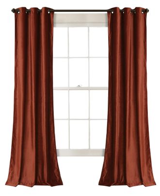 Lush D&eacute;cor Prima Samtvorh&auml;nge, Farbblock, Raumverdunkelung, Fensterpaneel-Set f&uuml;r Wohnzimmer, Esszimmer, Schlafzimmer (Paar), 213,4 cm L, Rost