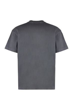 Palm Angels Mens Cotton Crew-Neck T-Shirt Grey T-Shirts And Polos