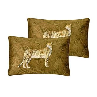 Riva Paoletti Cheetah Forest Polyester Filled Cushions (Twin Pack), Gold, 30 x 50cm