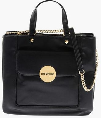 Moschino LOVE faux Leather Maxi Monogram Handle Bag with Removable Ne size Unic