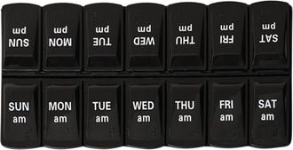 Generico Pillendose mit 7 F&auml;chern, Medikamenten-Organizer f&uuml;r 7 Tage am PM, tragbarer Tablettenplaner, robustes Aufbewahrungsetui, t&auml;glicher Medizinspender f&uuml;r