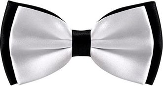 Alizeal Noeud Papillon Pré-noué réglable avec Couleurs Contrastrées Noir sur le dos pour Homme-Blanc