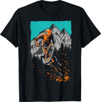 Trendy Apparel Extreme Sport Mountain Biker Scenic Back Drop T-Shirt
