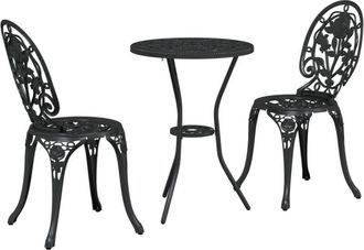 vidaXL Garten Bistro Set 3 pcs Schwarz Aluminium Vidaxl