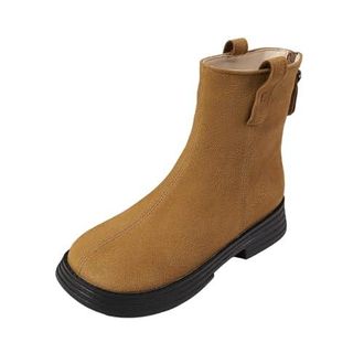 Generic Bottines pour femme &agrave; talon bas - &Eacute;l&eacute;gantes - Couleur unie - Antid&eacute;rapantes - Confortables - Fermeture &eacute;clair &agrave; larri&egrave;re - Bottes courtes au mollet la