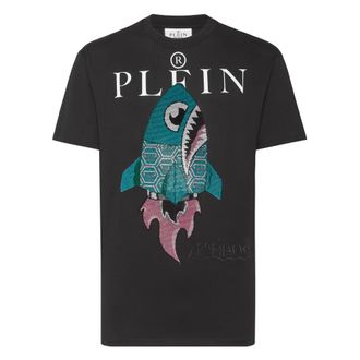 Philipp Plein Femme, Tops, Noir, Taille: 38 FR T-Shirt Col Rond Lil Monsters Gang