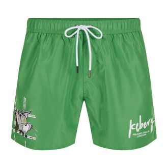 Iceberg Homme, Maillots de bain, Vert, Taille: 2XL Maillot de bain vert avec impression Tom et cordon de serrage r&eacute;glable