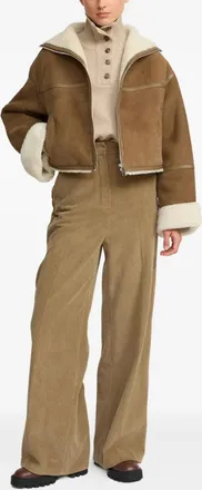 Yves Salomon Womens Shearling-Trimmed Suede Jacket Aw25 W