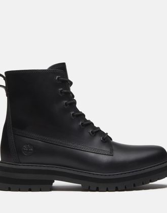 Timberland mittelhoher Schn&uuml;rstiefel in Schwarz aus Vollnarbenleder