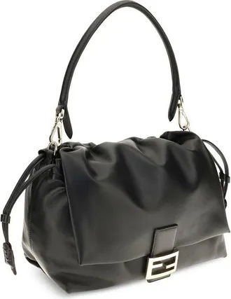 Fendi Womens Black Calf Leather Bos Taurus Shoulder Bag