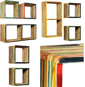 vidaXL Vidaxl - 3-tlg. Wandregal-Set Recyceltes Massivholz Teak Mehrfarbig - Wandregal - Holzregal - Teakholzm&ouml;bel - Wohnraumdeko - Multifunktionsregal