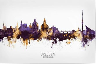 artboxONE Poster 30x20 cm Städte Dresden Germany Skyline PurpleGold - Bild Dresden Cityscape Deutschland
