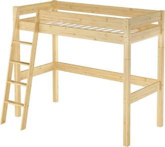 Erst-Holz Hochbett für Kinder 90x200 Kinderbett Stockbett Kiefer massiv V-60.20-09-20ZRollrost inkl