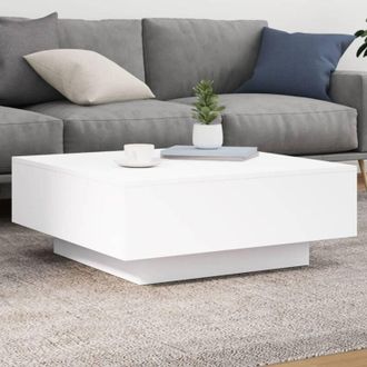 vidaXL Couchtisch mit LED-Leuchten Weiß 80x80x31 cm - Vidaxl