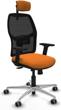 Piqueras y Crespo Alfera Telefon-Stuhl mit 2D-Armlehnen, h&ouml;henverstellbare Lendenwirbelst&uuml;tze und h&ouml;henverstellbares Kopfteil, Schwarz/Orange