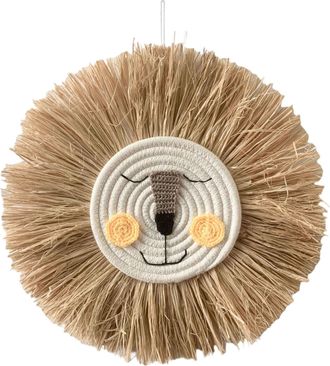 Baoblaze 40 Cm Runder halm Wandbehang Dekor Tapisserie 2x Handgefertigt für Gartenhaus