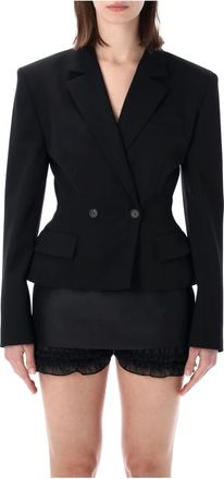 Magda Butrym Femme, Vestes, Noir, Taille: 38 FR Blazer P&eacute;plum en Laine