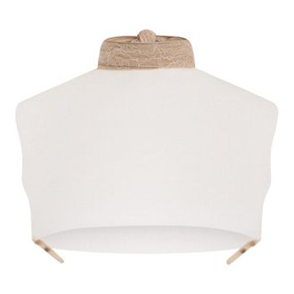 Philosophy di Lorenzo Serafini Crop Top &agrave; Col Haut en Dentelle - Femme - Tops - Beige - Taille: 36 FR
