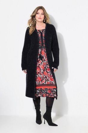 Miamoda Strickjacke Strickjacke extra lang Ausschnitt mit Zierstich