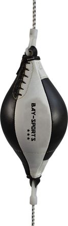 Bay Doppelendball oval schwarz wei&szlig; Punchingball Kunstleder inkl. Gummiseile Boxbirne Speedball Reflexball Boxball