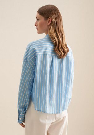 Seidensticker Klassische Bluse Schwarze Rose 1/1 Rundhals Streifen