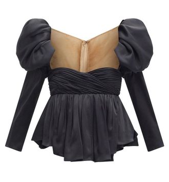 Khaite Black Kim Puff Sleeve Top Size XS