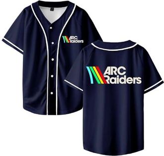 Generic Arc Raiders 2025 Merch Maillot de baseball col en V unisexe à manches courtes, bleu marine, 4XL