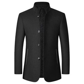 Generic Manteaux de sport en laine m&eacute;lang&eacute;e &agrave; col mandarin pour homme - Col montant - Blazer daffaires - Coupe ajust&eacute;e - Tunique chinoise, M&eacute;lange 2, XXL
