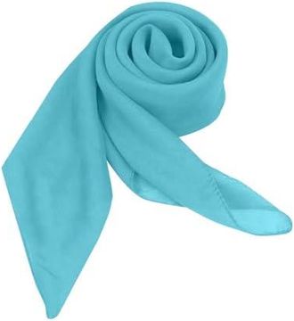 Generic Foulard carr&eacute; en mousseline de soie de couleur unie polyvalente Noir, bleu ciel, S
