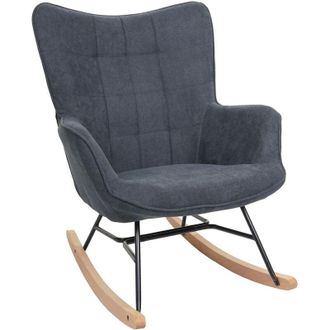 Hhg Schaukelstuhl 752, Schwingstuhl Relaxsessel Fernsehsessel, Stoff/Textil &ouml;ko-tex anthrazit