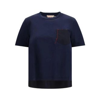 Marni Femme, Tops, Bleu, Taille: 38 FR T-shirt en coton avec imprim&eacute; graphique