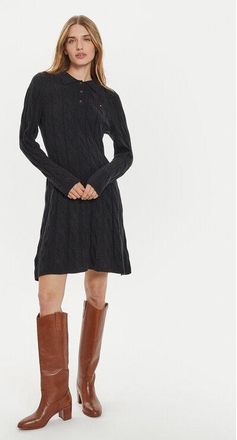 Tommy Hilfiger Strickkleid WW0WW43085 Schwarz Regular Fit