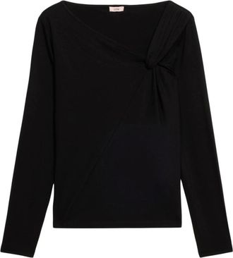 Oltre Femme, Tops, Noir, Taille: 46 FR T-shirt slim &agrave; encolure asym&eacute;trique