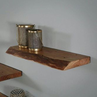 Pier Import Pier Import - &Eacute;tag&egrave;re murale en bois massif dacacia 60 cm - Bordure naturelle - Fixation murale invisible - Charge maximale 8 kg